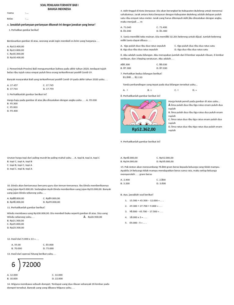 Soal PH MTK Bab 1 | PDF