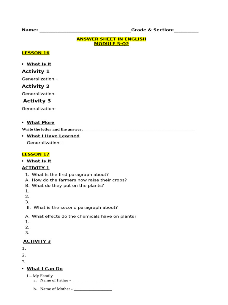 Q2 - Module 5 Final Answer Sheet | PDF