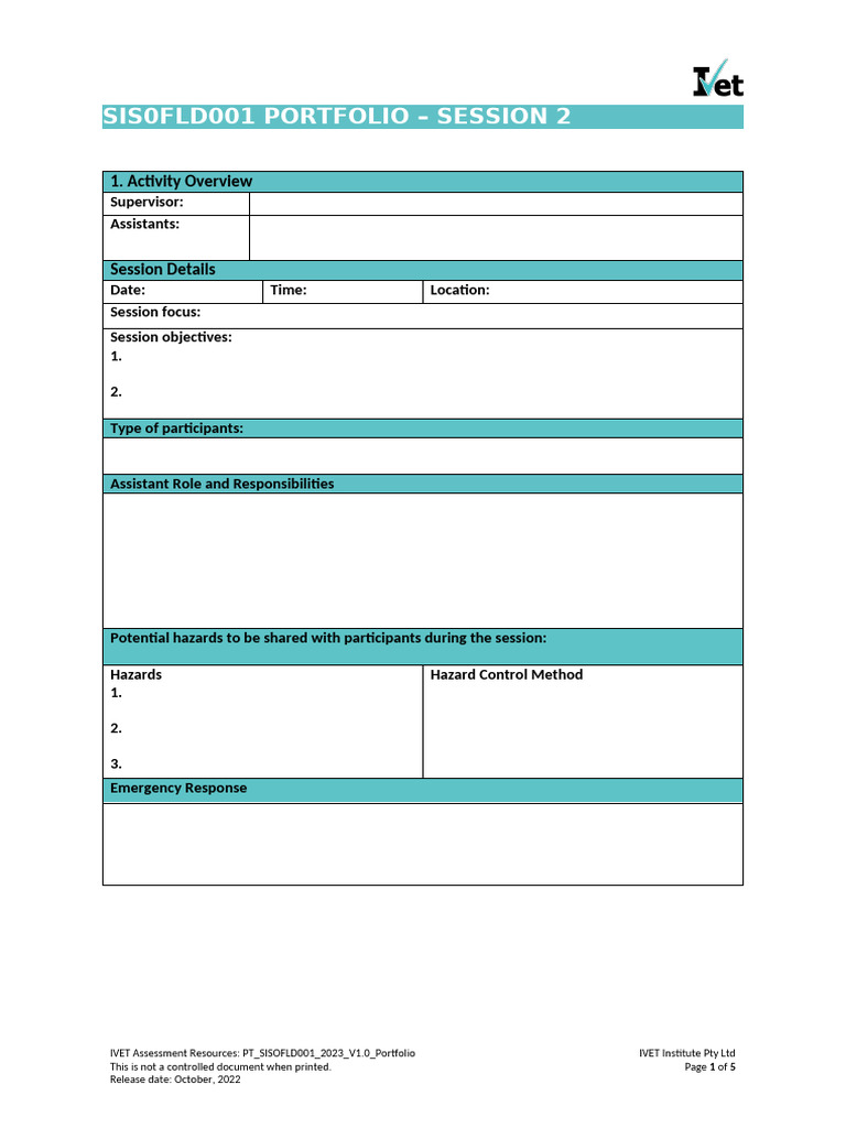 Session Portfolio & Evaluation Guide | PDF