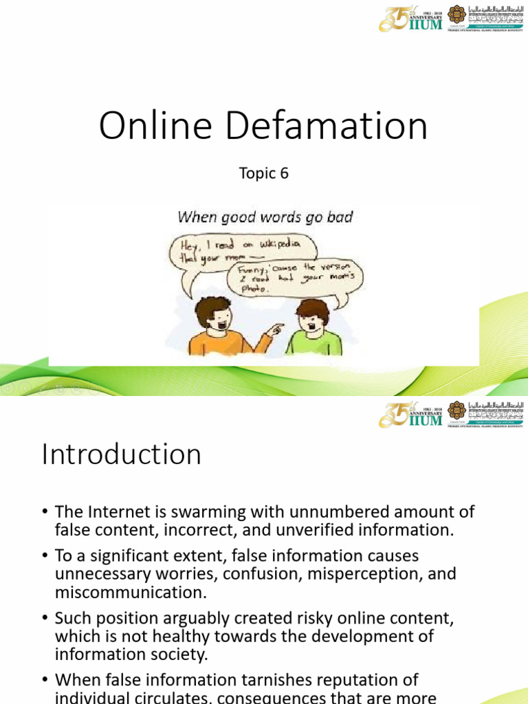 Topic 6 Online Defamation | PDF