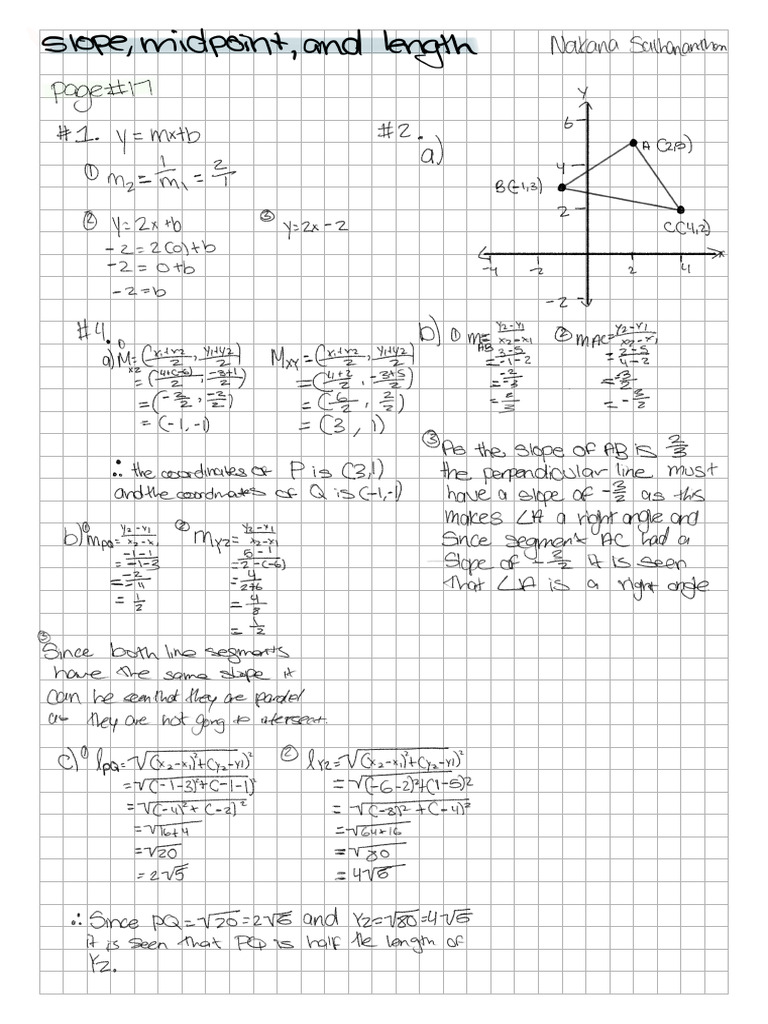 Slope, Midpoint, Length Ki5 | PDF