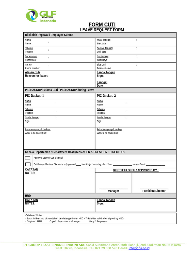 Form Cuti - Template | PDF