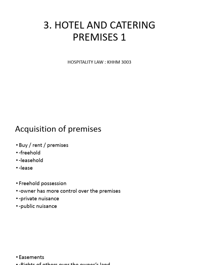3.hotel and Catering Premises 1 | PDF