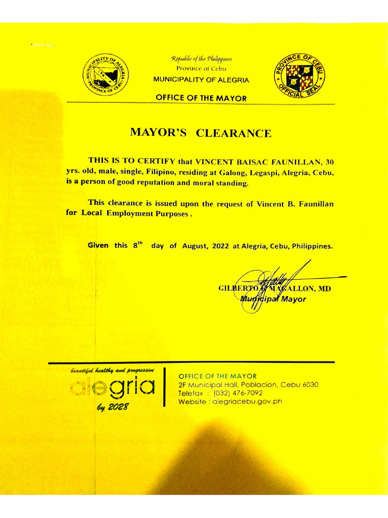 MAYOR'S CLEARANCE | PDF