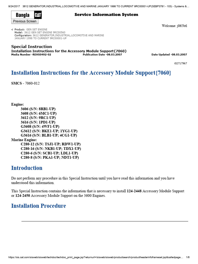 Installation Instructions for the Accessory Module Support | PDF