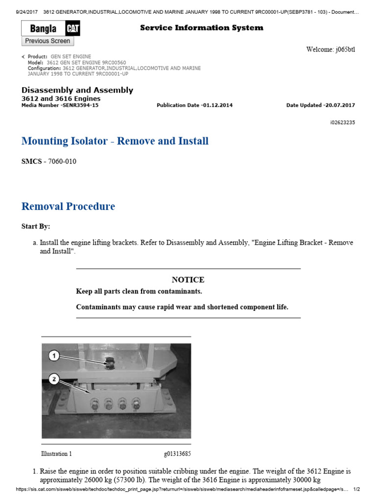 Mounting Isolator - Remove and Install | PDF