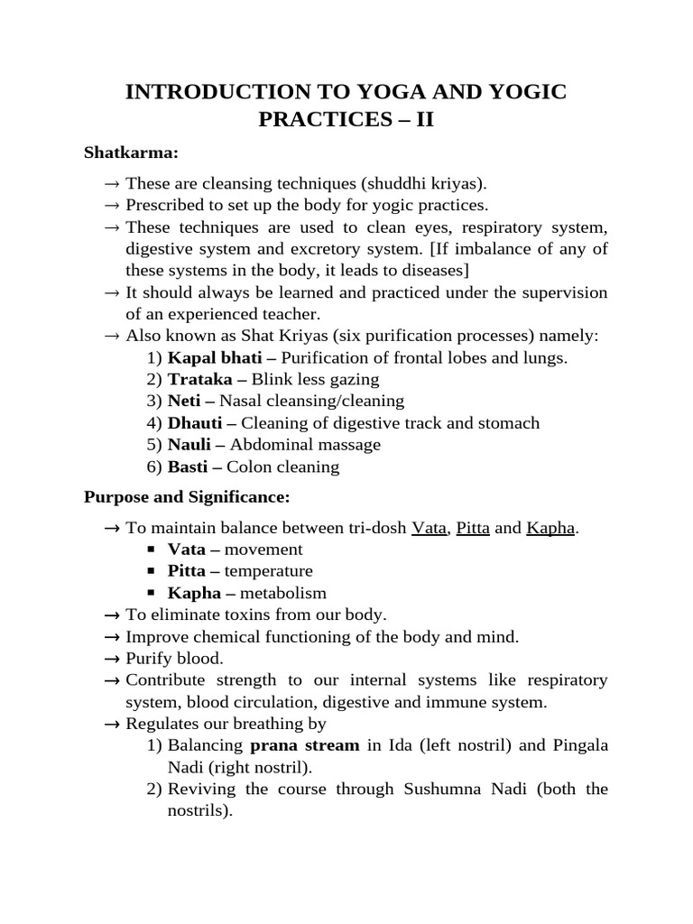 Introduction To Yoga and Yogic Practices | PDF