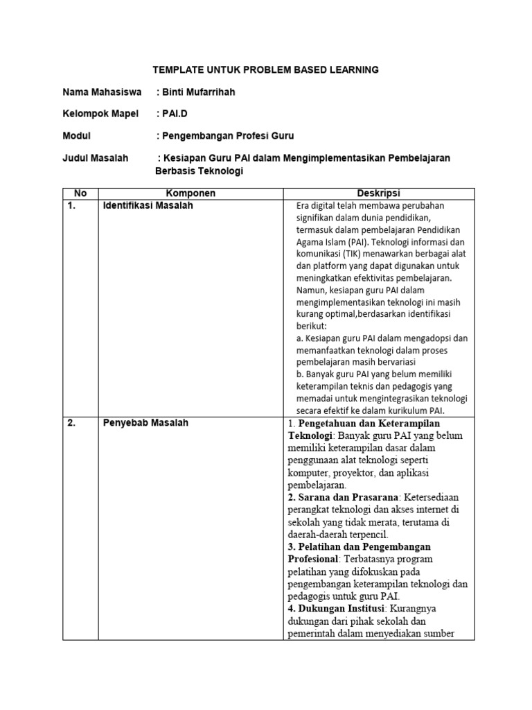 PBL Pengembangan Profesi Guru | PDF