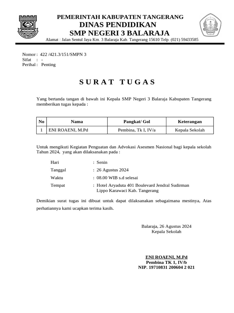 Surat Tugas BK | PDF