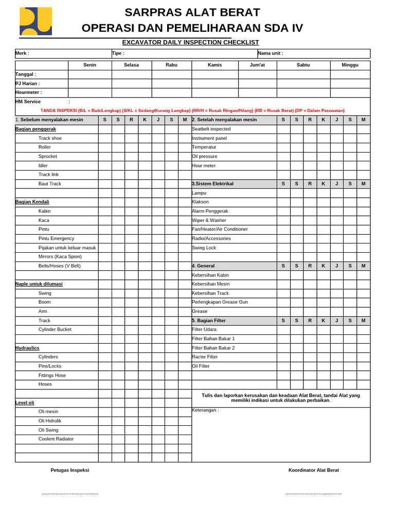 Daily Inspection Checklist | PDF