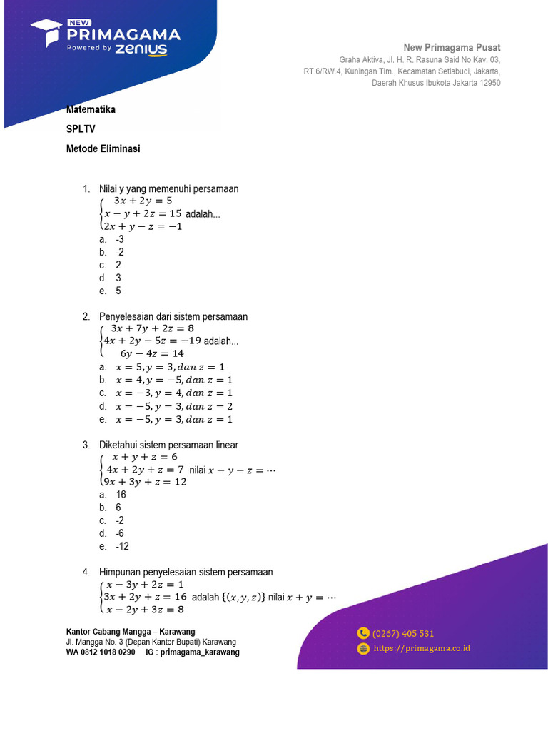 SPLTV Metode Eliminasi & Campuran | PDF