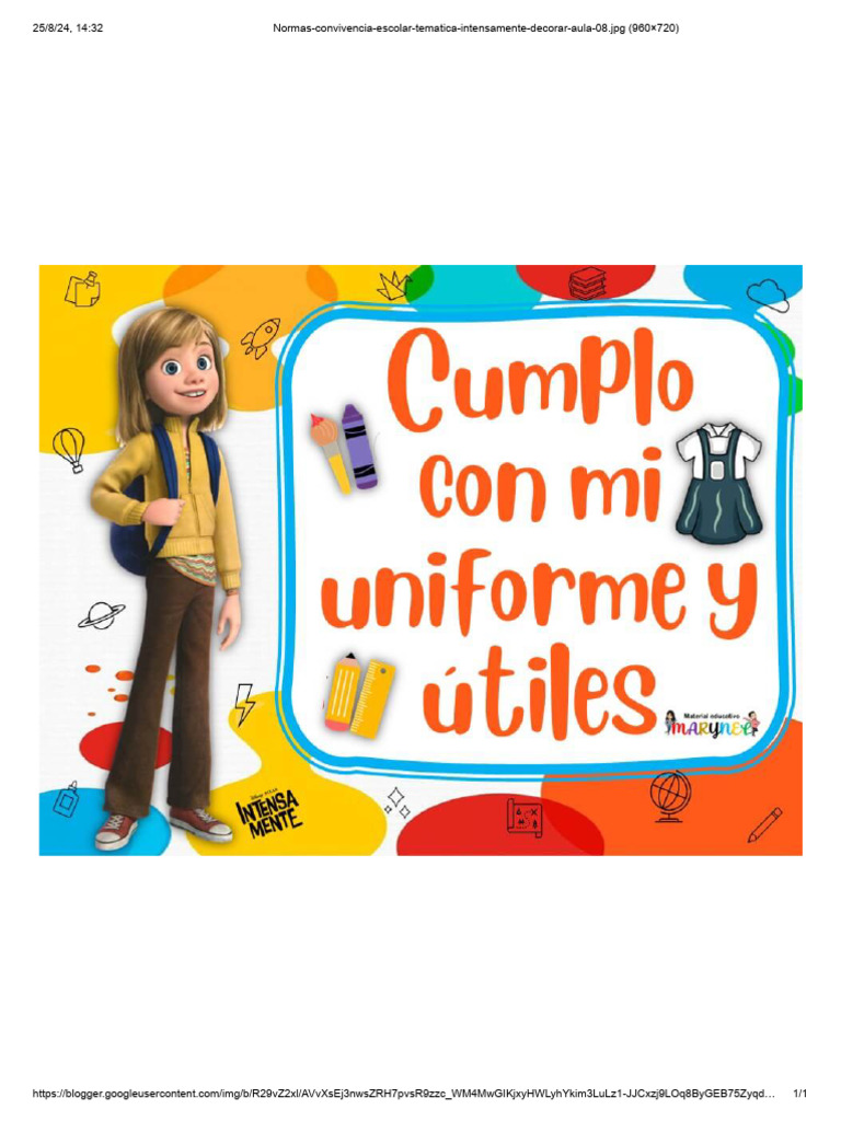 Normas Convivencia Escolar Tematica Intensamente Decorar Aula 08 | PDF