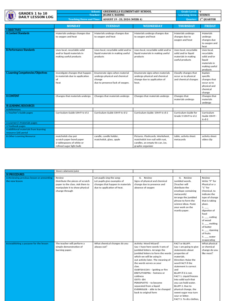 DLL_SCIENCE 5_Q1_W4_ | PDF