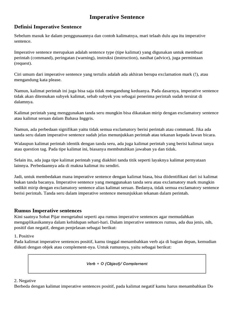 9 - Imperative Sentence | PDF