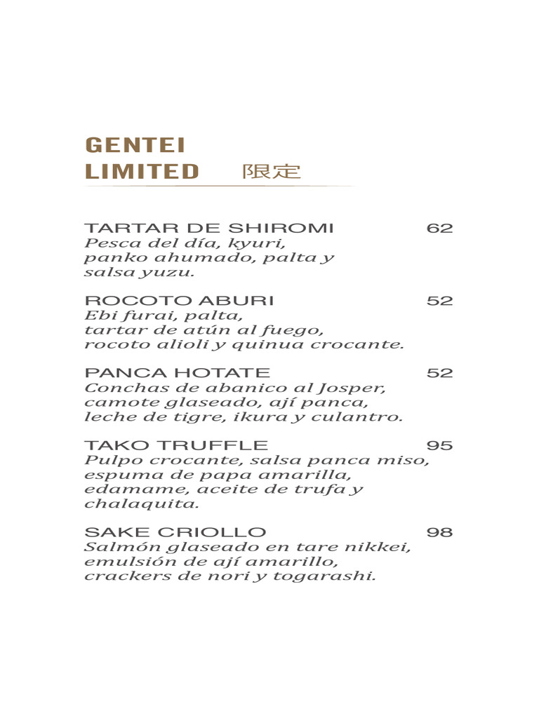 Carta Comida - Español | PDF