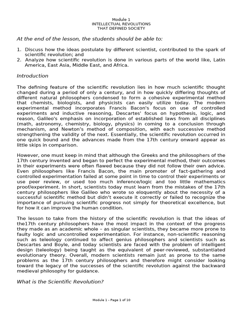 Module 1 Intellectual Revolution That Defined Society 1 | PDF