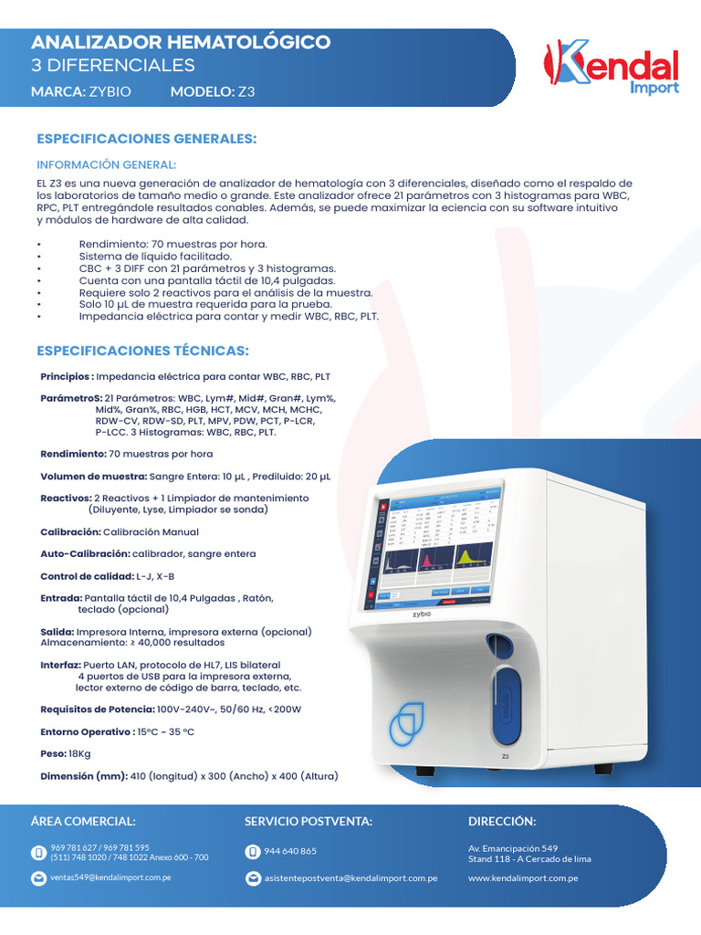 Analizador Hematologico Zybio Z3 | PDF