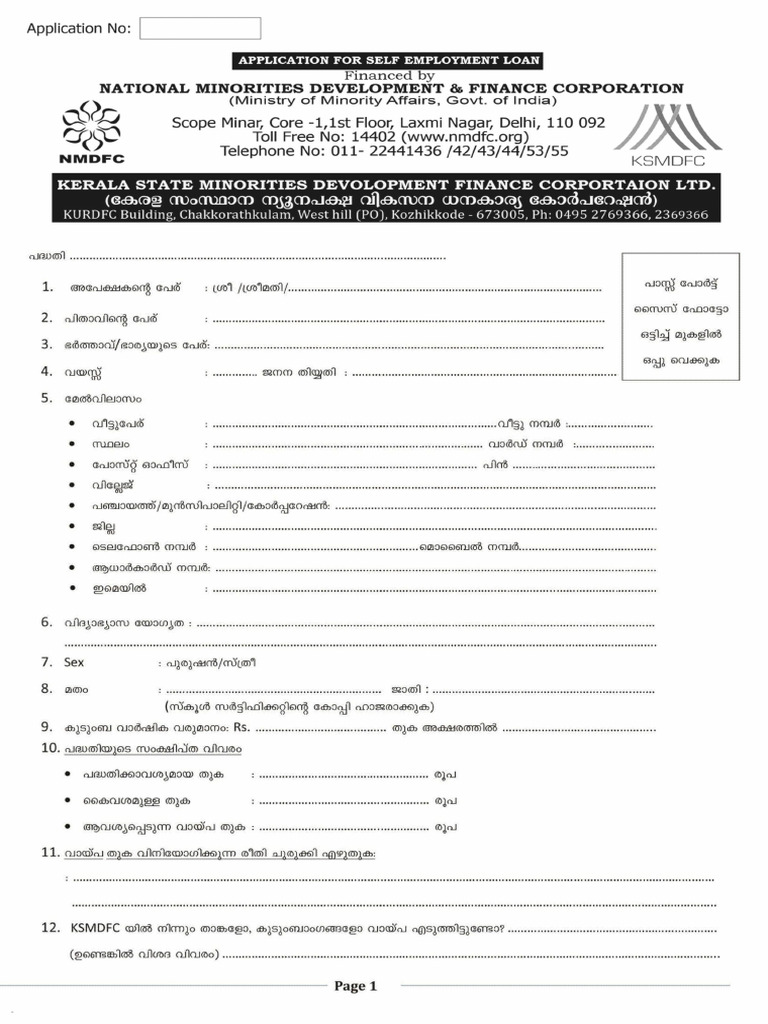 Application-Form-Self-Employment-NMDFC1 | PDF
