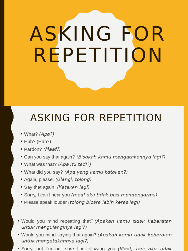 Asking For Repetition | PDF
