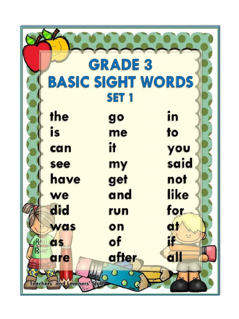 Basic Sight Words Grade 3 | PDF