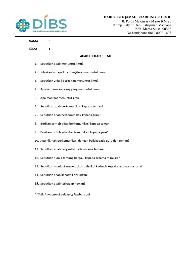Adab Tholabul Ilmi | PDF