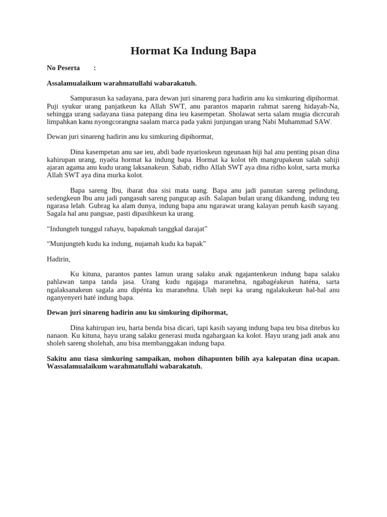 Biantara Hormat Ka Indung Bapak | PDF