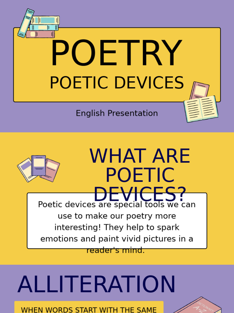 Poetry and Poetic Devices English Presentation in Yellow Purple Lined ...