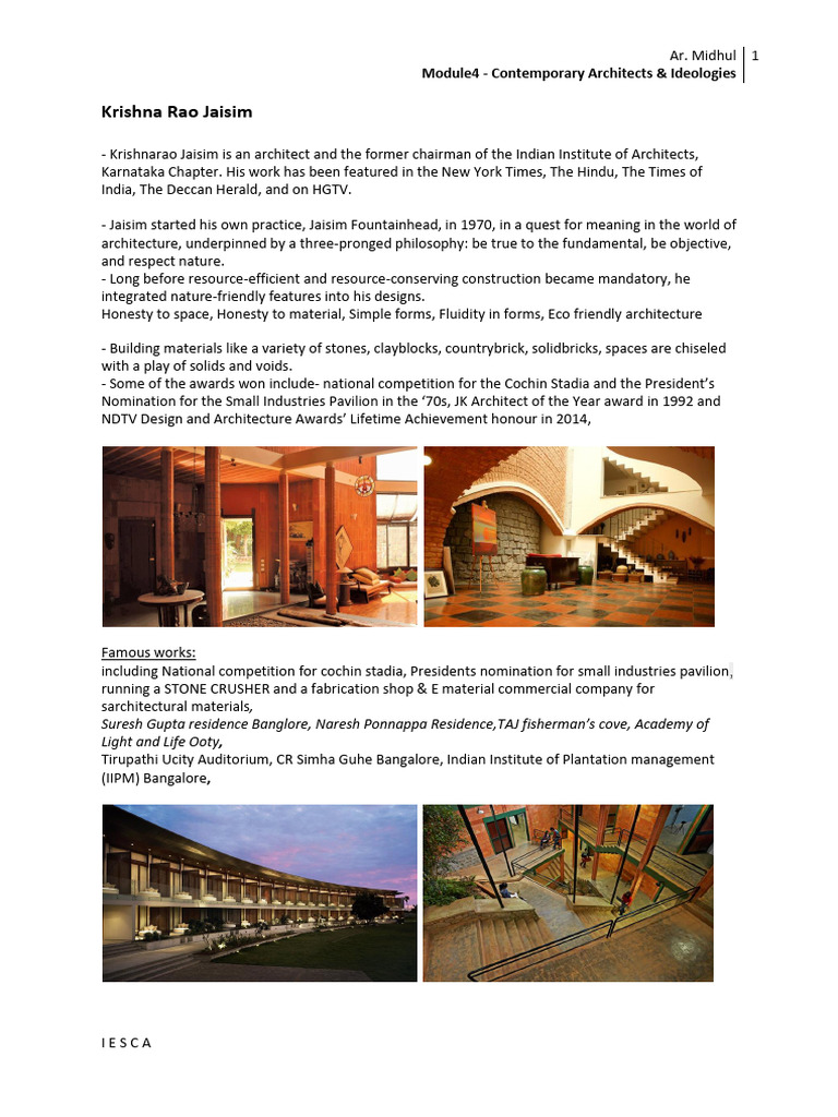 Module 4 - Contemporary Architects & Ideologies Part 2 | PDF