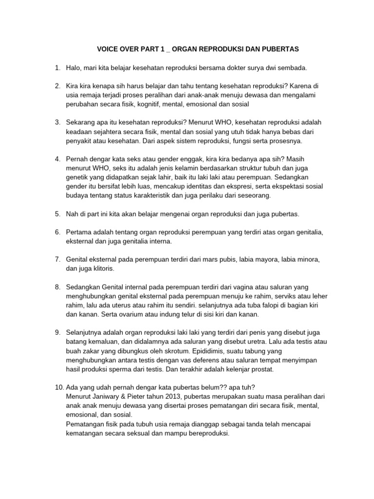 Voice Over_Part 1_Organ Reproduksi | PDF