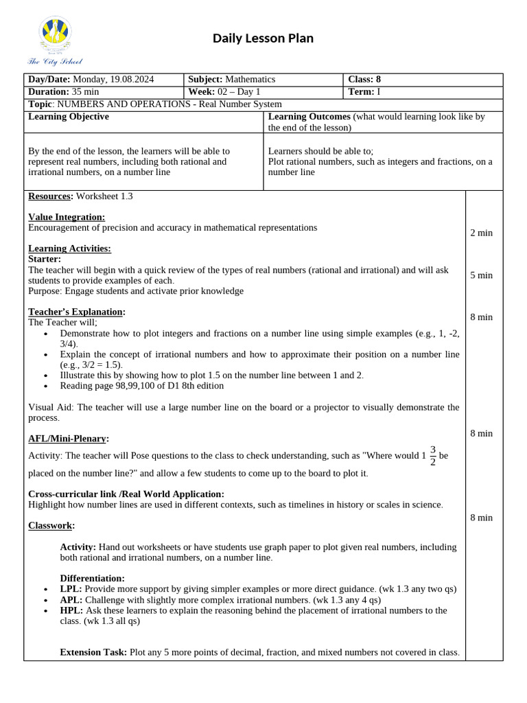 Lesson Plans Grade 8 | PDF