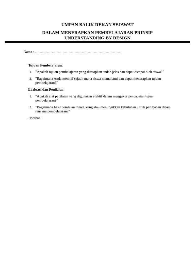 UMPAN BALIK REKAN SEJAWAT Ubd | PDF