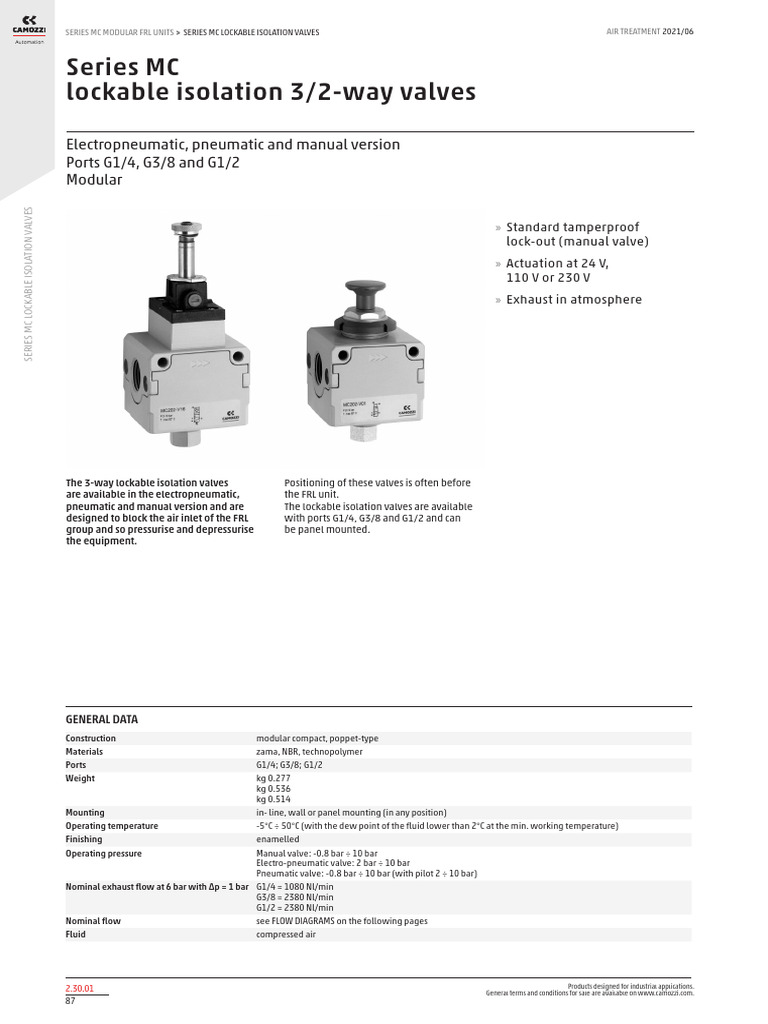 Series MC lockable isolation 32-way valves | PDF