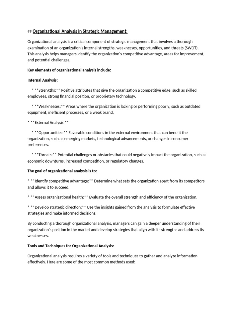 Organizational Analysis | PDF