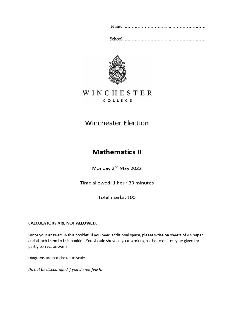 Election 2022 Maths 2 Paper | PDF