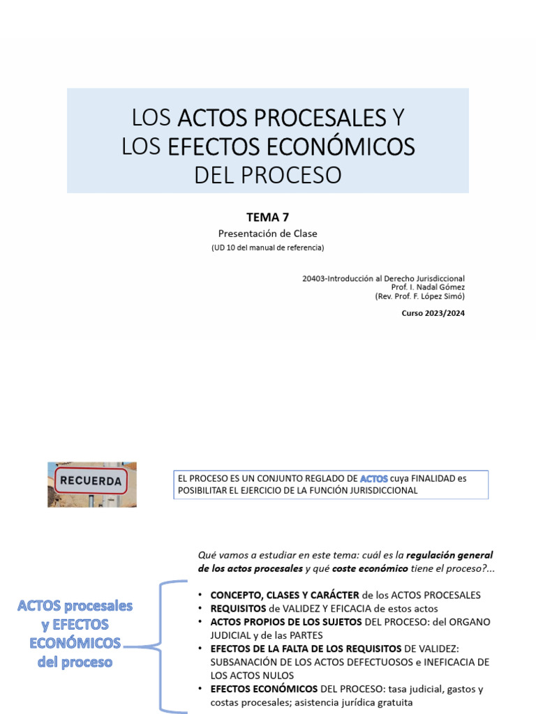 Intro Procesal T7 | PDF