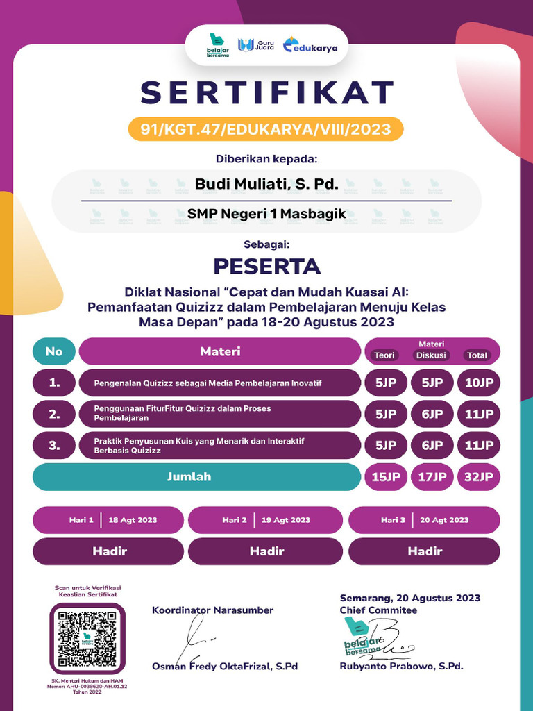 Budi Muliati, S. Pd.SERTIF Kuasai AI QUIZIZZ | PDF Budi Muliati, S. Pd.SERTIF Kuasai AI QUIZIZZ | PDF