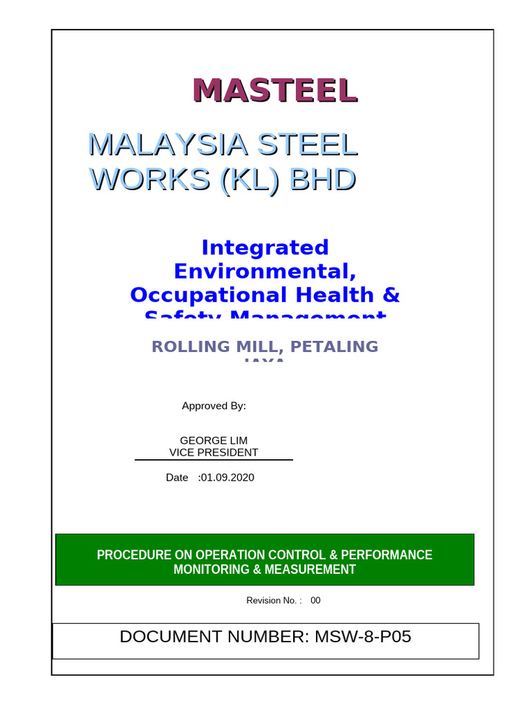 MSW-8-P05 - Operation Monitoring & Measurement - DRAFT | PDF