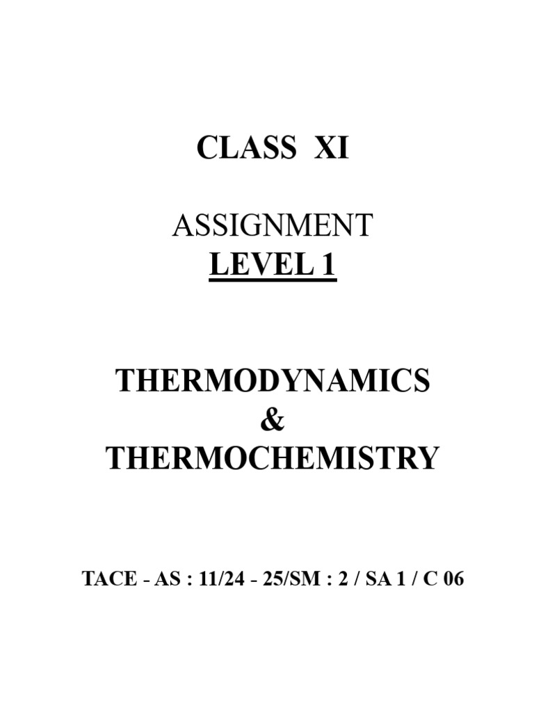 Thermodynamics Thermochemistry Level-1 XI | PDF