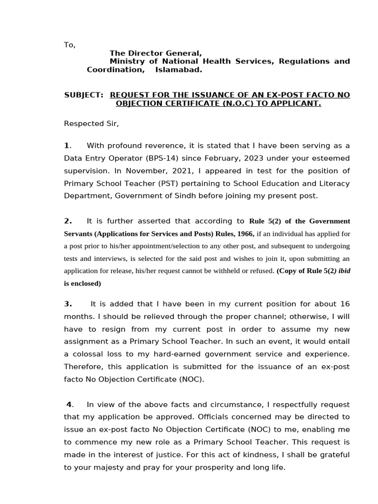 Ex-Post Facto NOC Approval | PDF | Career & Growth