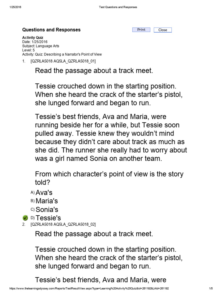 Activity Quiz_Describing a Narrators Point of View | PDF