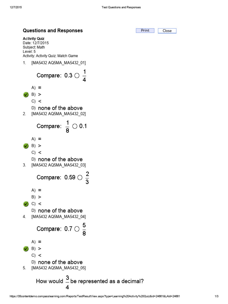 Activity Quiz - Match Game | PDF