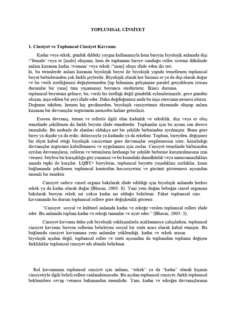 Toplumsal Cinsiyet | PDF