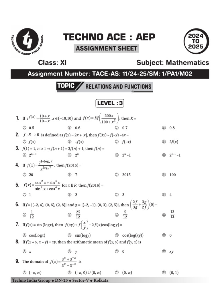 Chapter-02-Relations-(Ass_L-3)-XI-(Math) | PDF