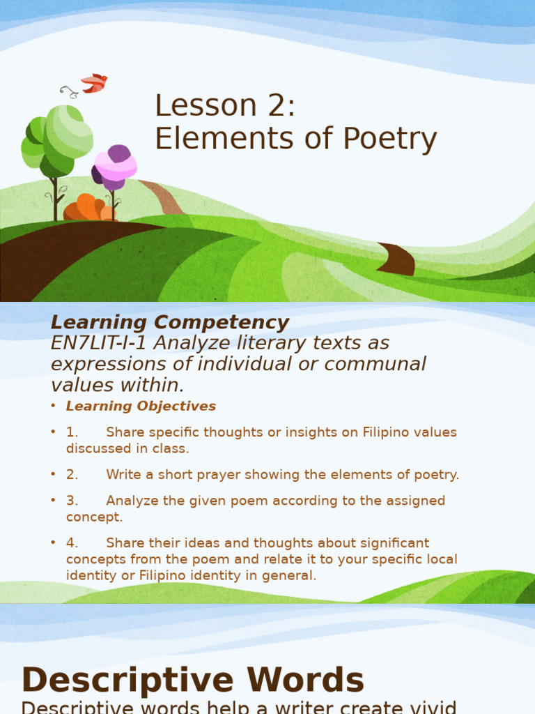 Lesson 2 Elements of Poetry | PDF | Poetry | Poetry