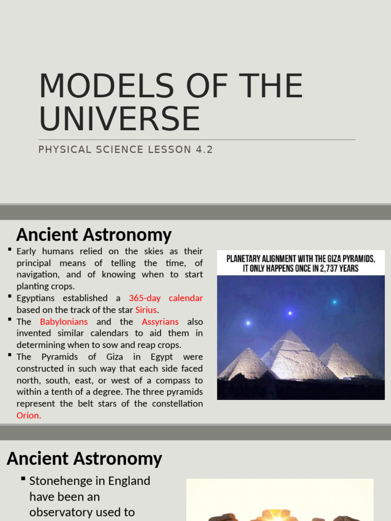 Ancient and Modern Universe Models | PDF | Heliocentrism | History