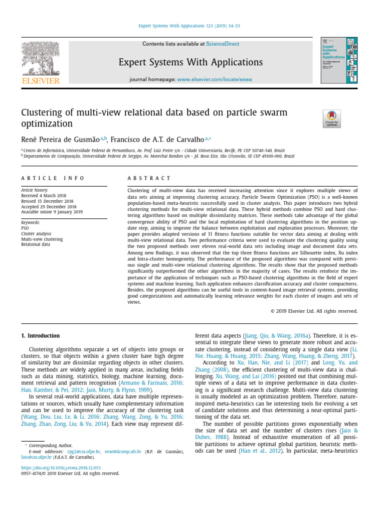 Clustering of Multi-View Relational Data Based On Particle Swarm | PDF