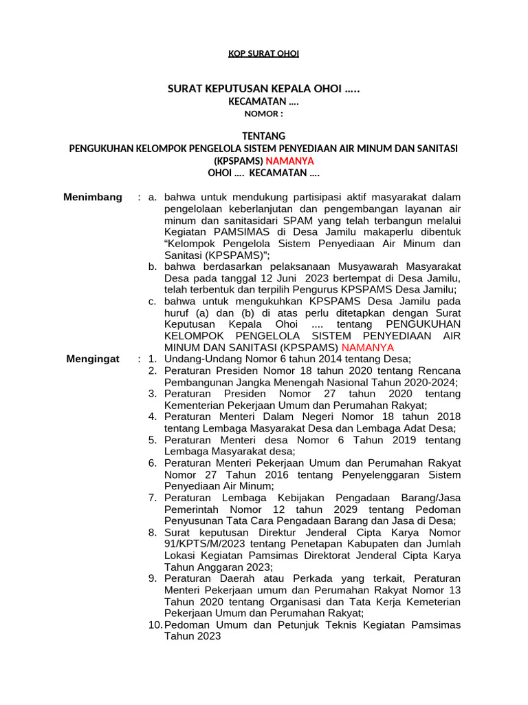 Contoh SK Kpspams | PDF