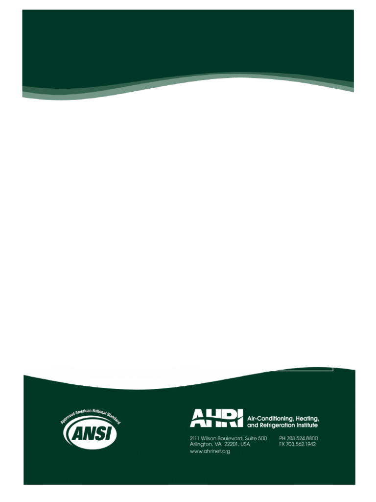ANSI AHRI Standard 1160 (I-P) - 2014 | PDF
