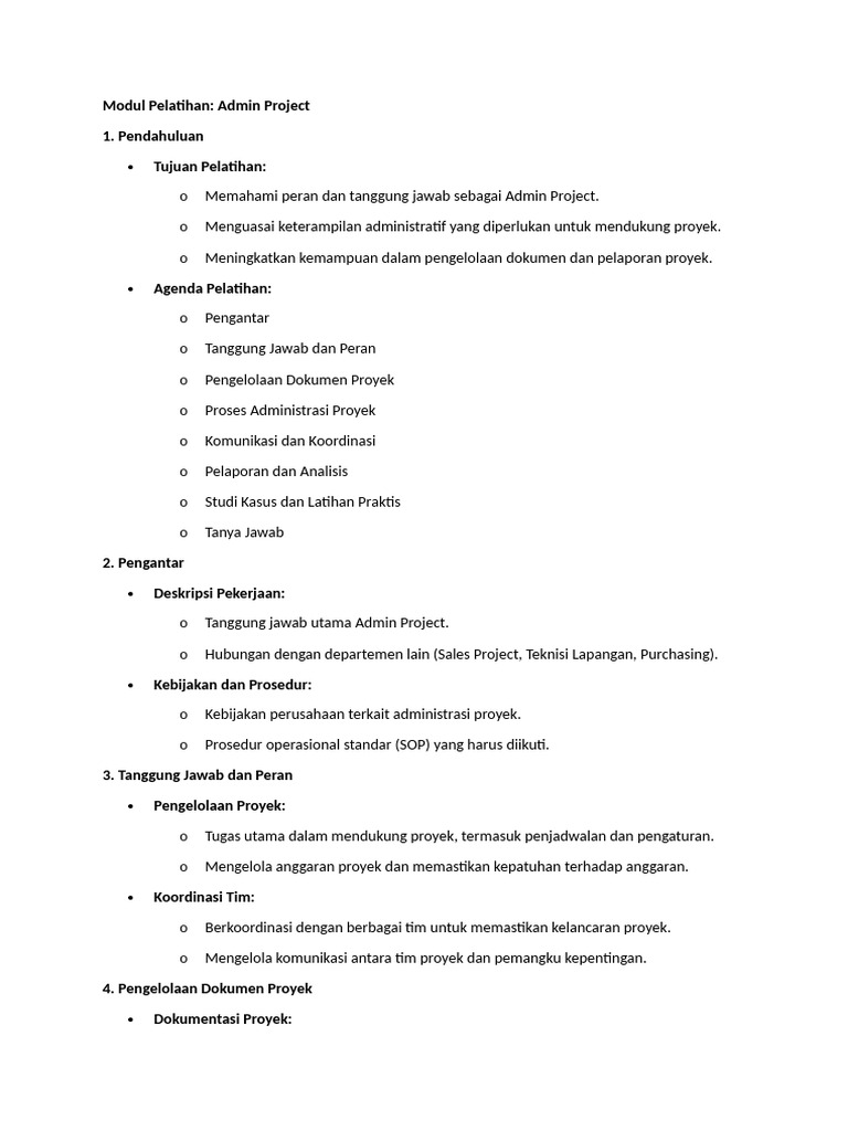 Modul Training Admin Project | PDF