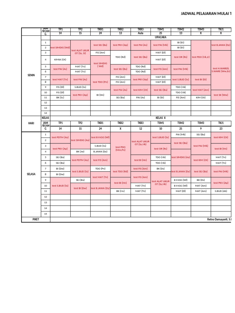 Jadwal Uts Genap | PDF